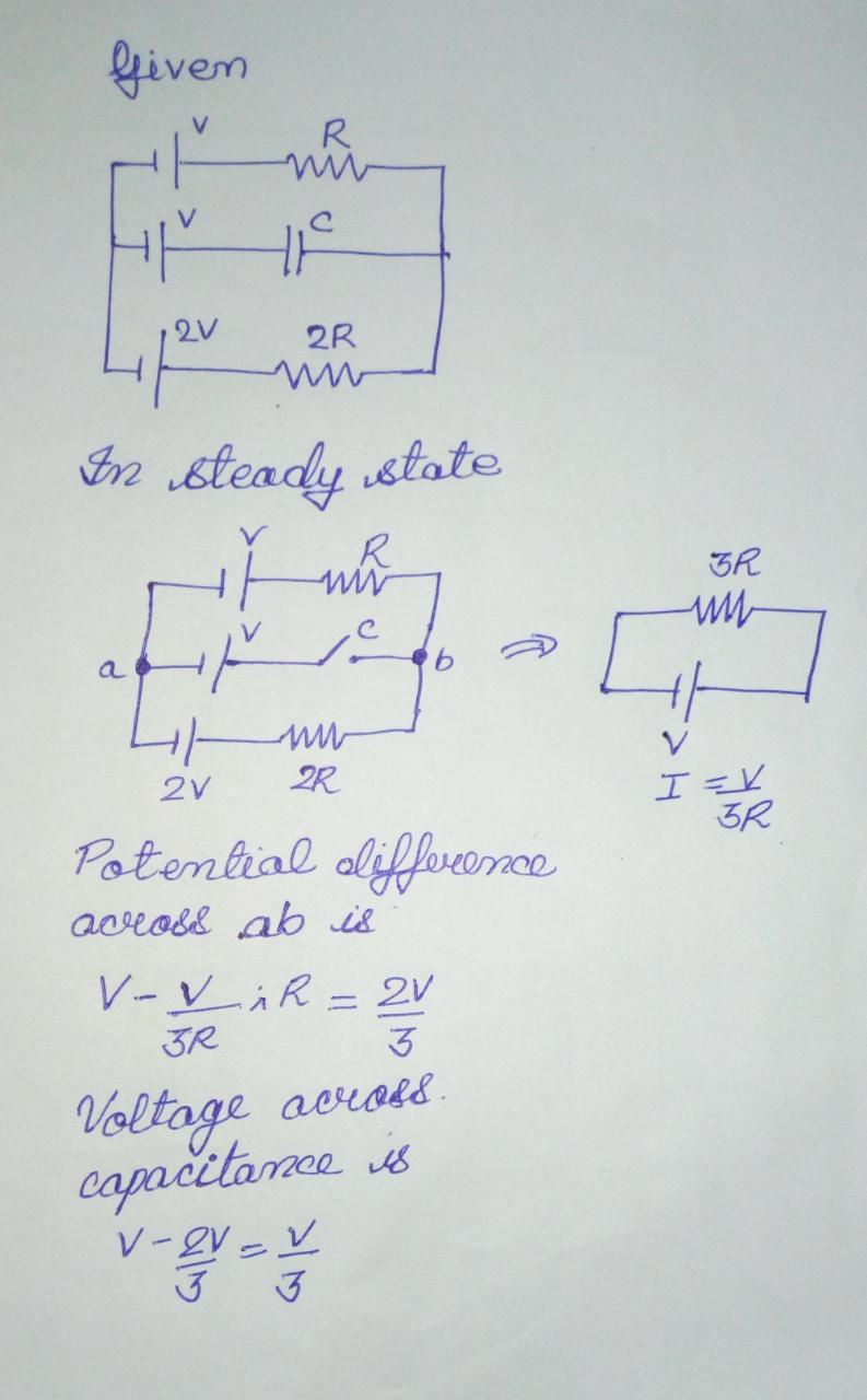 In the given circuit, with steady current, the potential drop across - askIITians